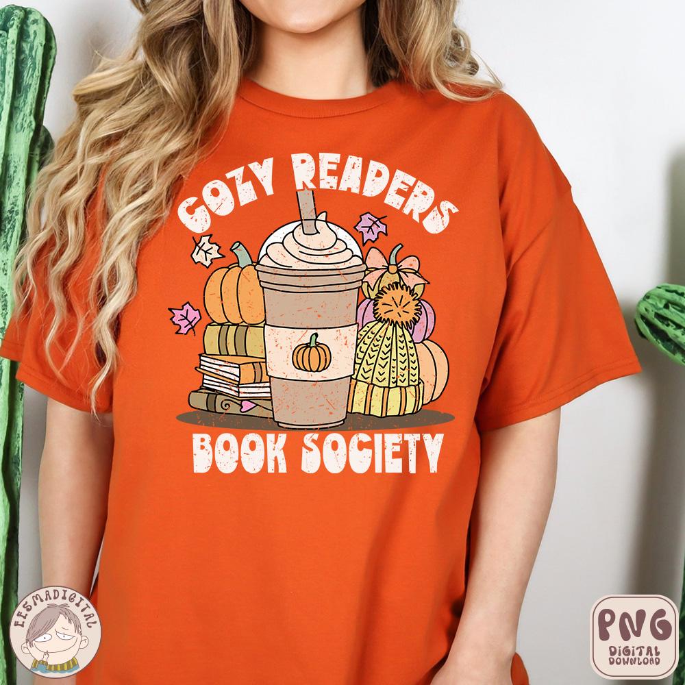 Cozy Readers Book Society PNG, Autumn Fall Cozy Bookish Png, Digital ...