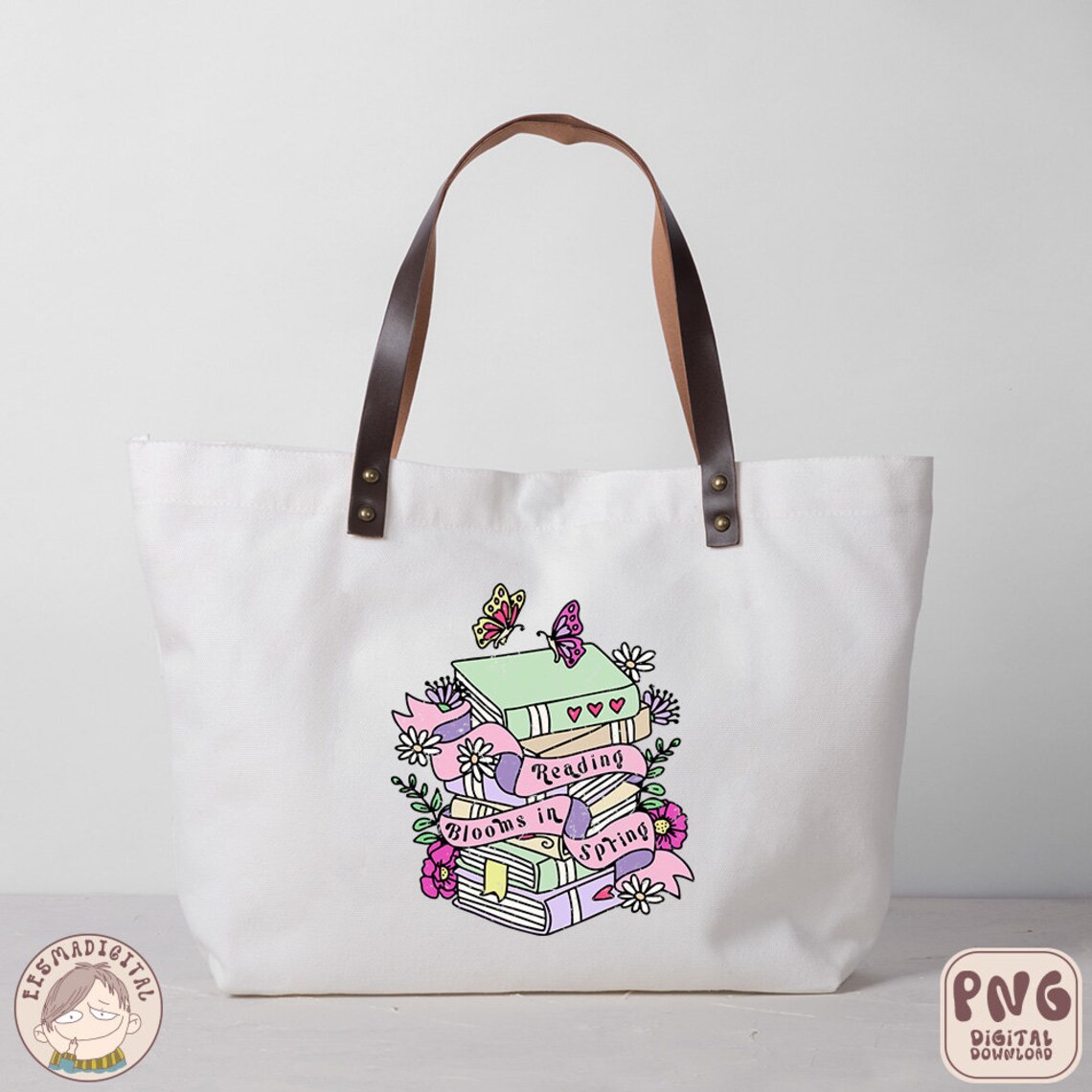 Reading Blooms in Spring PNG File, Cute Trendy Bookish Artsy Design for ...