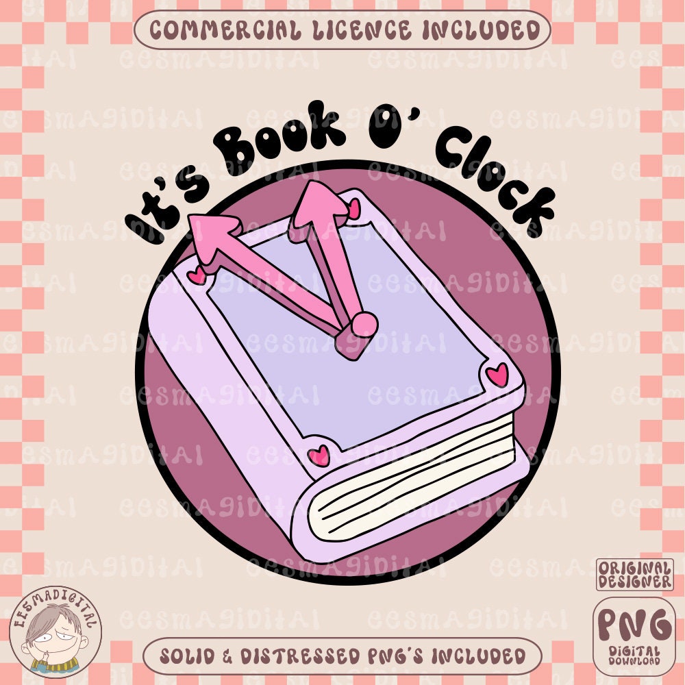 It's Book O Clock Png Png for Sticker Book Nerd Png - Etsy