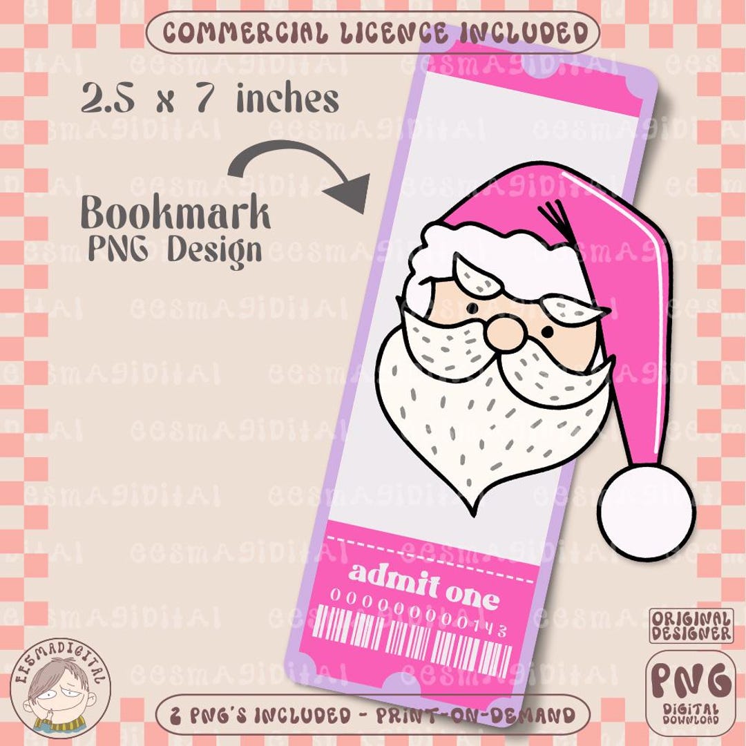 Cute Santa Claus Bookmark PNG, Winter Png, Christmas Holiday Bookmarks ...