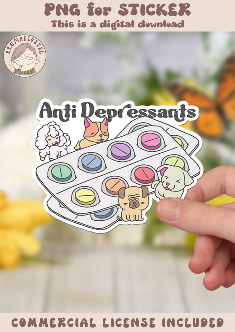 Dog Antidepressants PNG File, Super Cute Artsy Creative Design for Dog ...