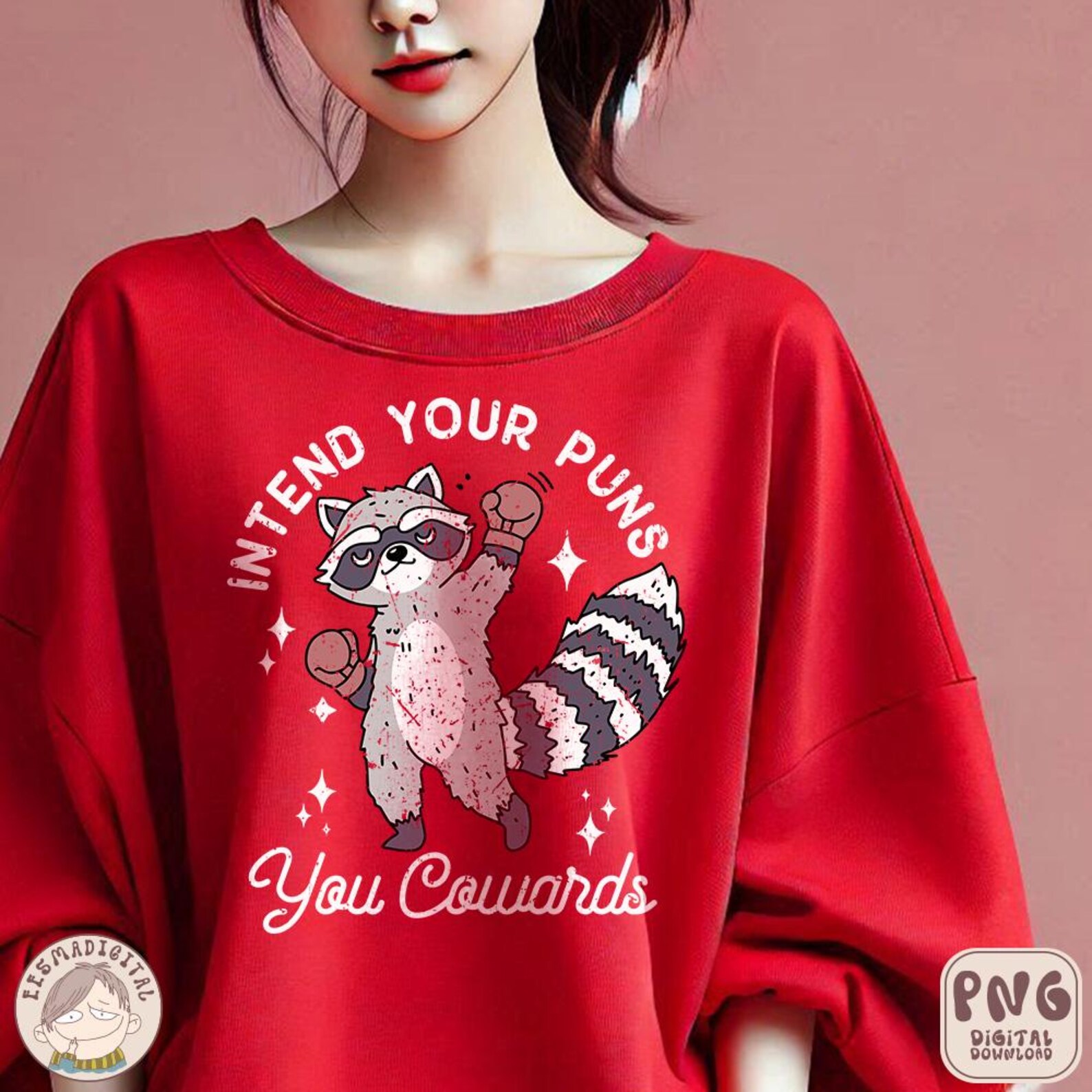 Intend Your Puns You Cowards PNG, Funny Raccoon, Vintage Retro Raccoon ...