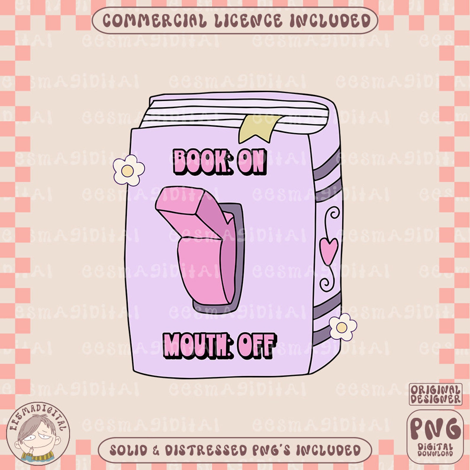 Book on Mouth off PNG, Cute Trendy Bookish Design for Stickers, Shirts ...