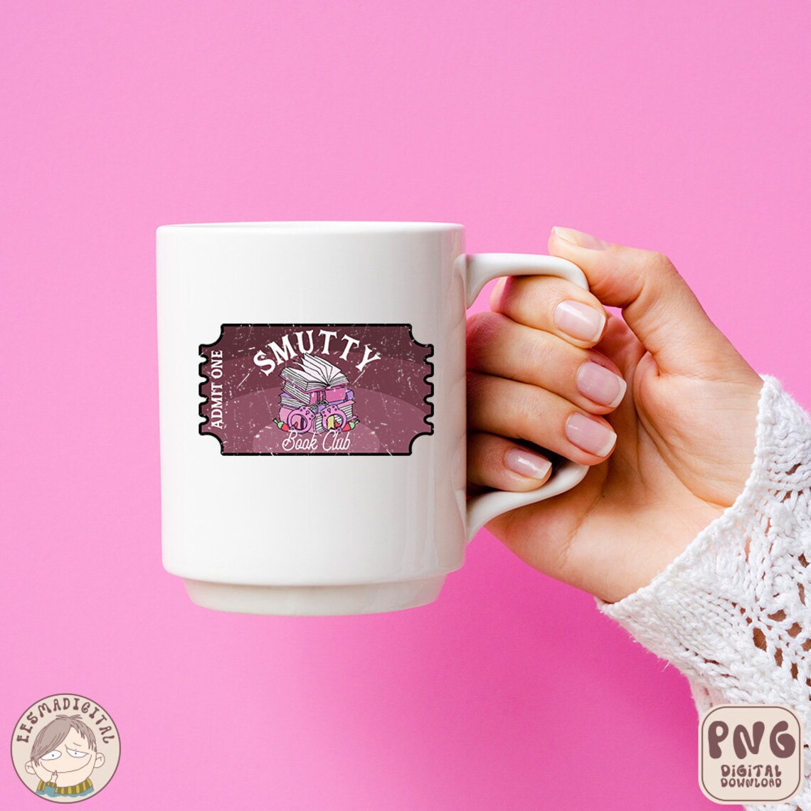 Smutty Book Club Ticket PNG File, Cute Trendy Bookish Artsy Design for ...