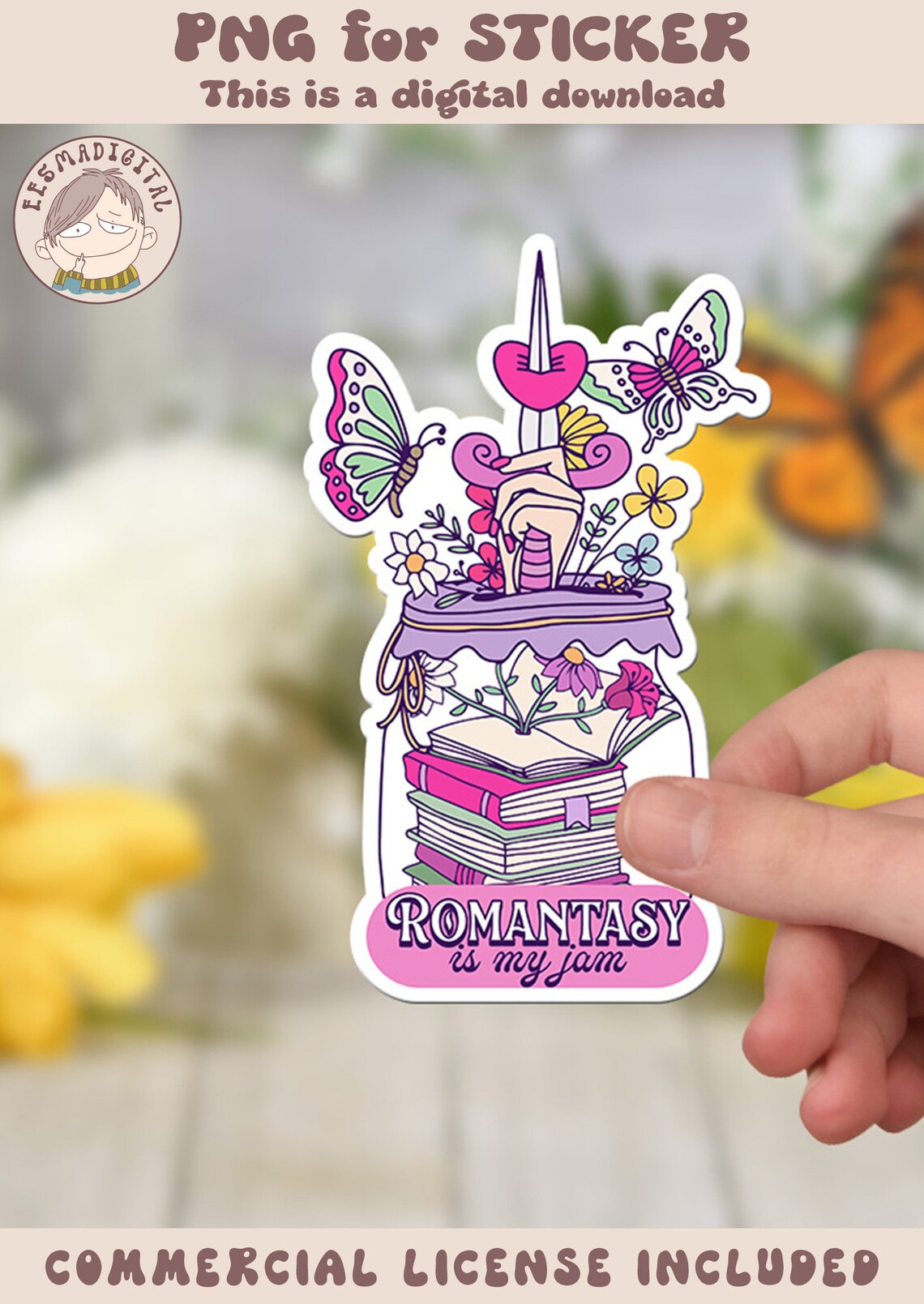 Romantasy is My Jam PNG, Cute Trendy Bookish Artsy Design for Shirts ...