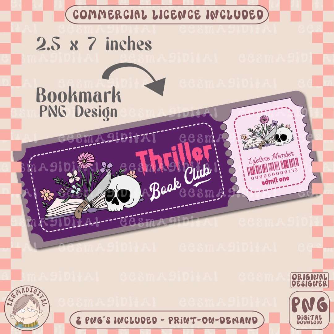Thriller Book Club Bookmark Design, PNG File, Cute Artsy Creative ...