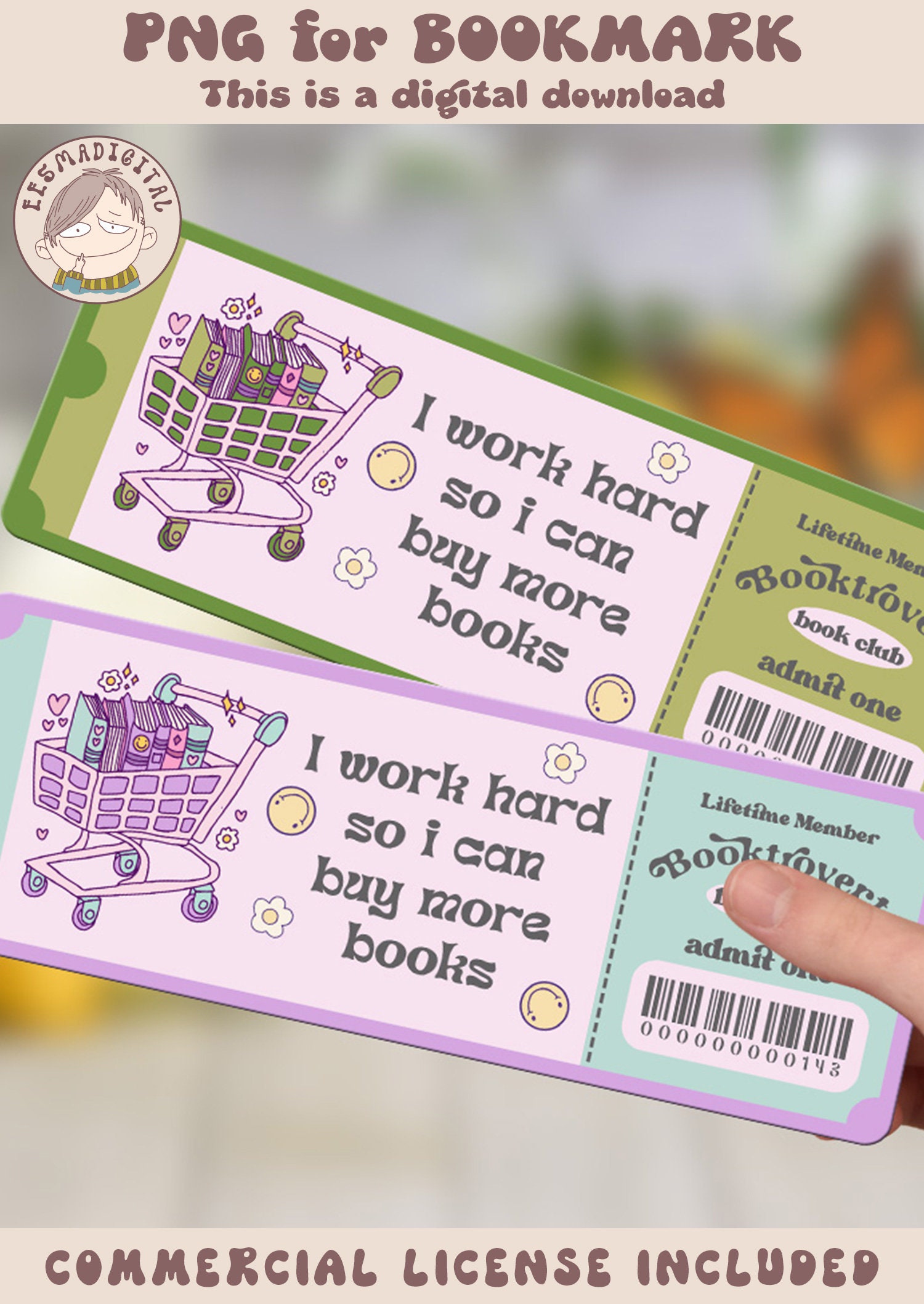 I Work Hard so I Can Buy More Books Bookmark Design, Booktroverts Book ...
