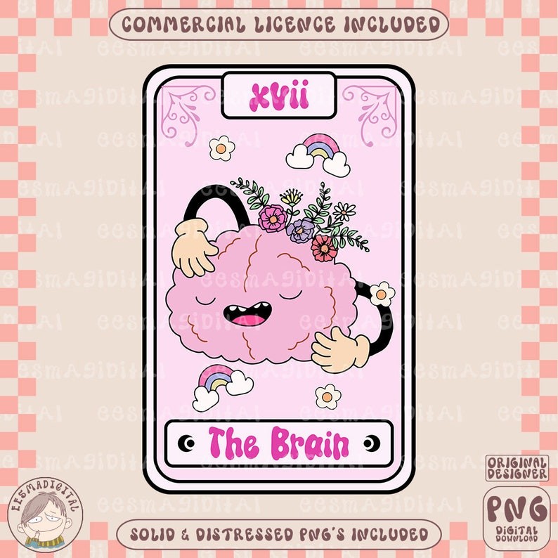 The Brain Tarot Card PNG, Bookish Png, Digital Download Art for T-shirt ...