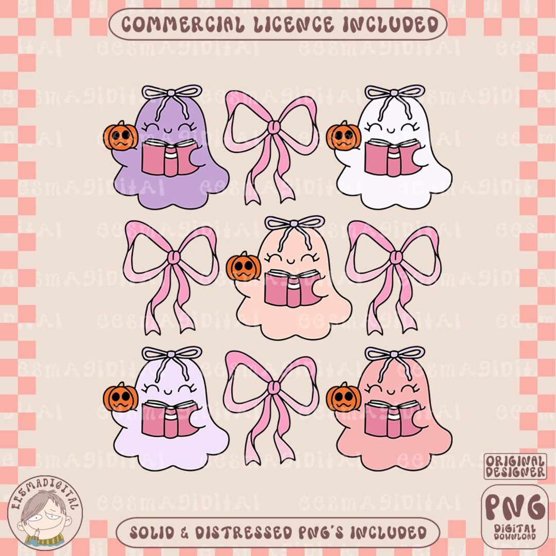 Kawaii Ghost Coquette Halloween Png, Ghost Book Bow Png, Coquette Ghost ...