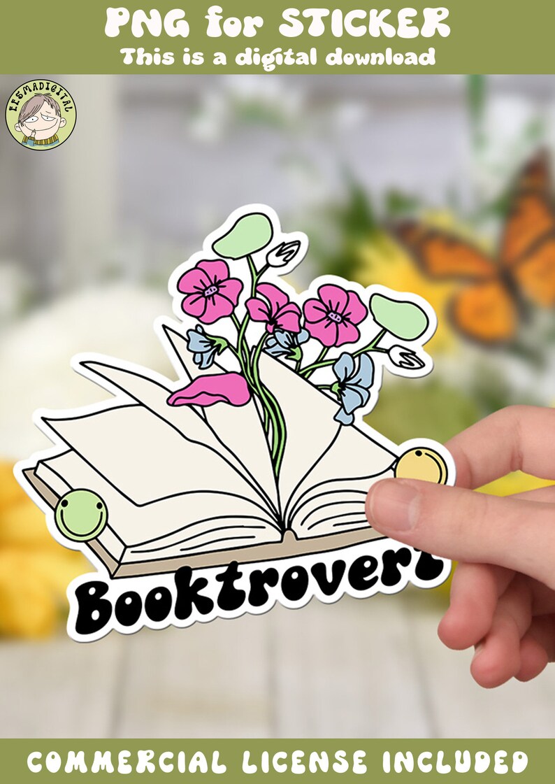 Booktrovert PNG, Digital Sticker Png - Etsy