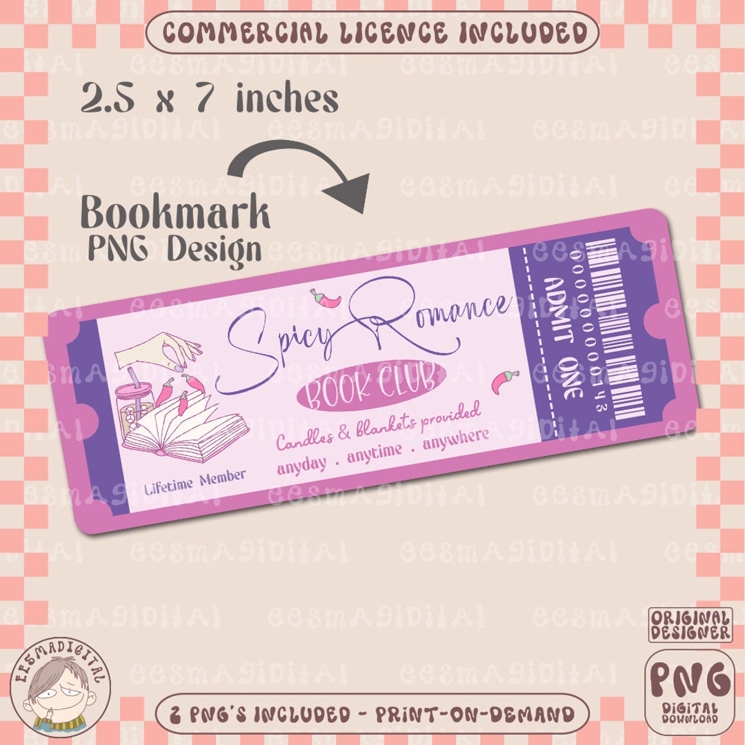 Spicy Romance Book Club Bookmark Design, PNG File, Cute Artsy Creative ...