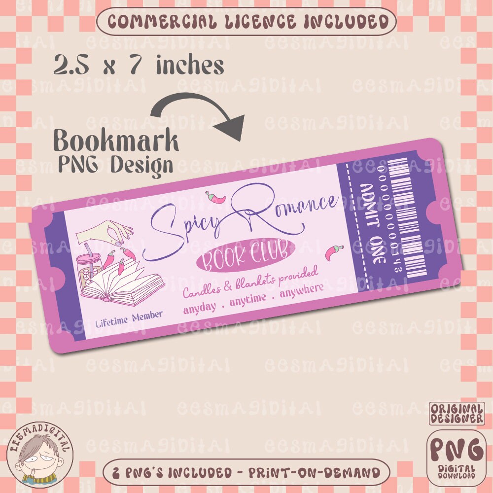 Spicy Romance Book Club Bookmark Design, PNG File, Cute Artsy Creative ...