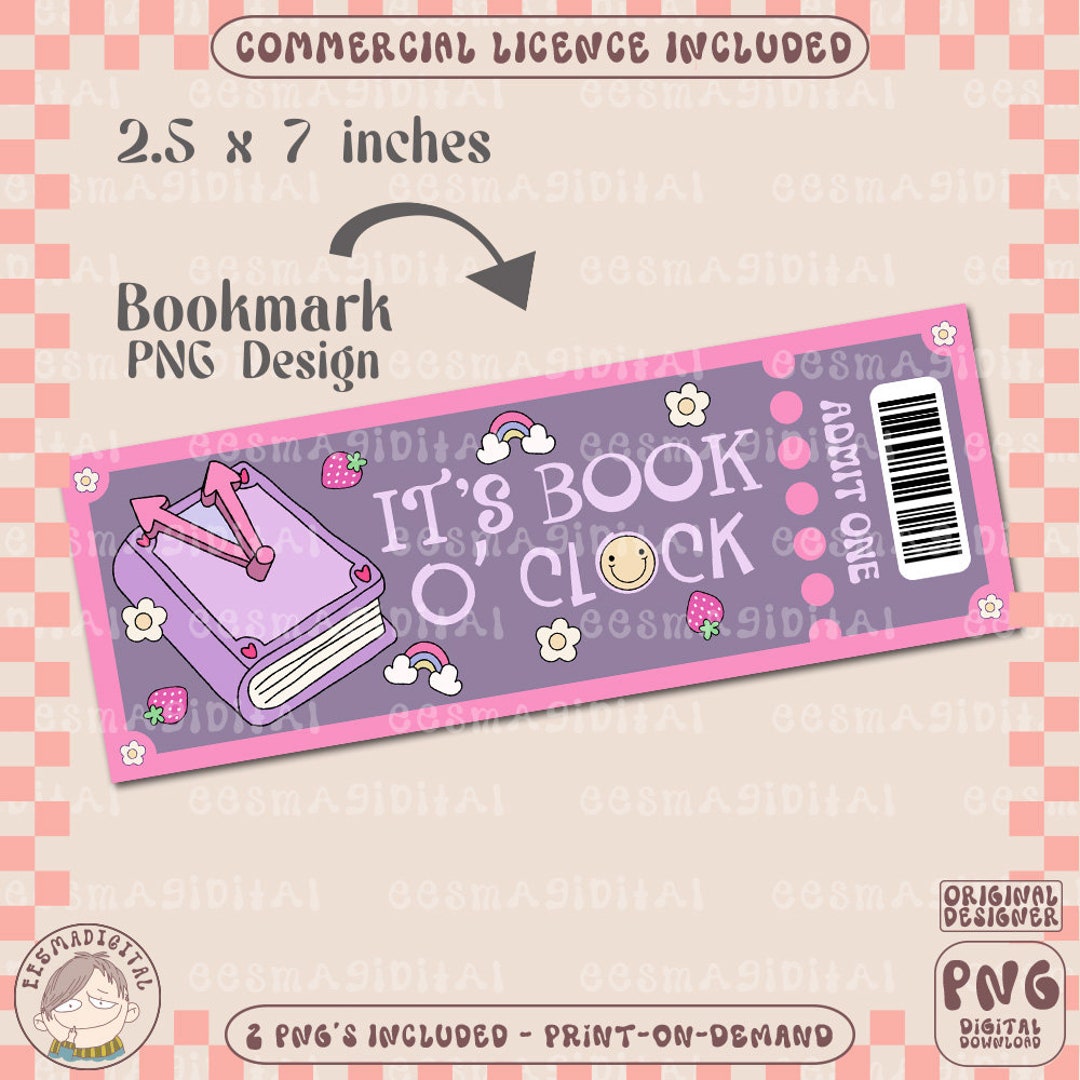It's Book O Clock Bookmark Design, PNG File, Cute Artsy Creative ...