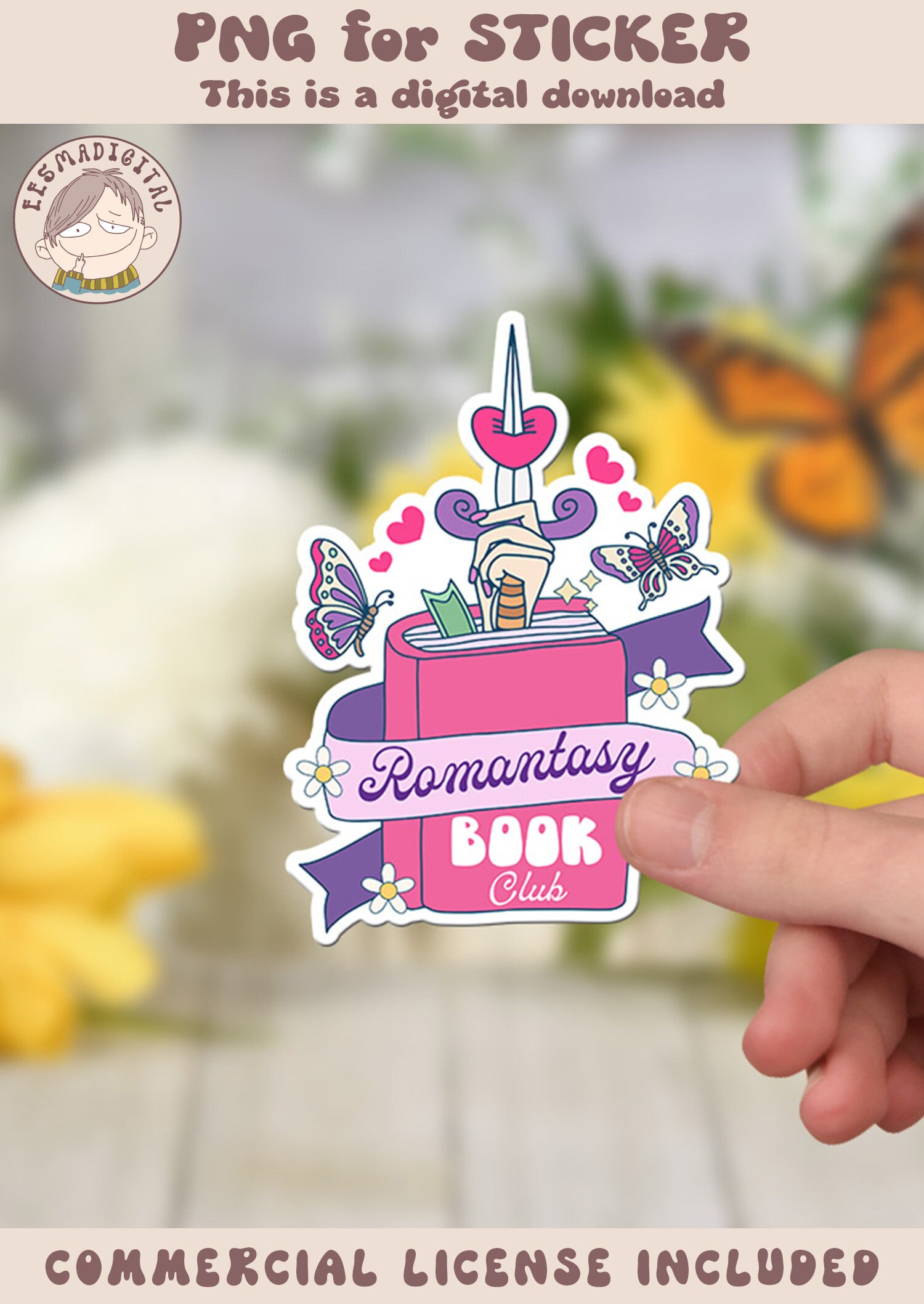 Romantasy Book Club PNG, Cute Trendy Bookish Artsy Design for Shirts ...