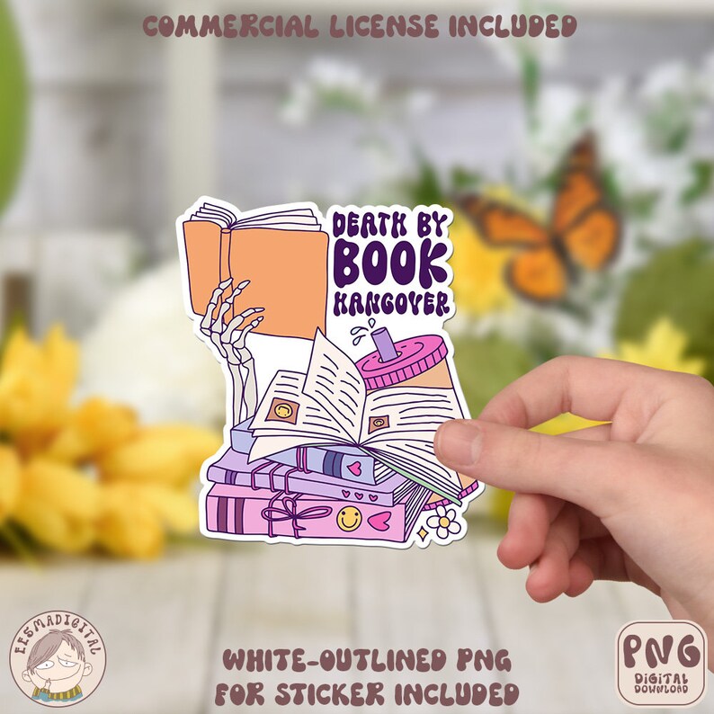 Death by Book Hangover PNG, Cute Fun Trendy Bookish Design for Shirts ...