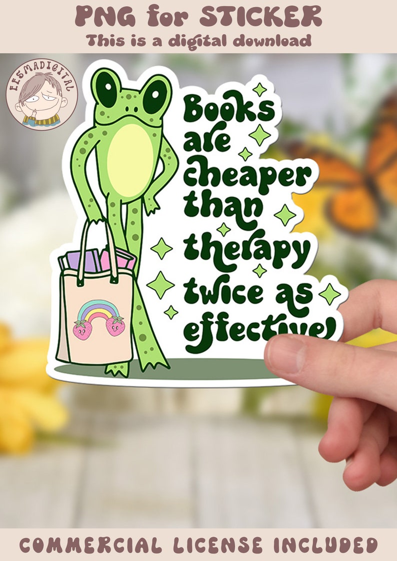 Books Cheaper Than Therapy PNG, Cute Fun Trendy Bookish Design for ...