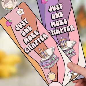 Just One More Chapter Bookmark Design, Retro Wavy Daisy PNG File, Cute ...