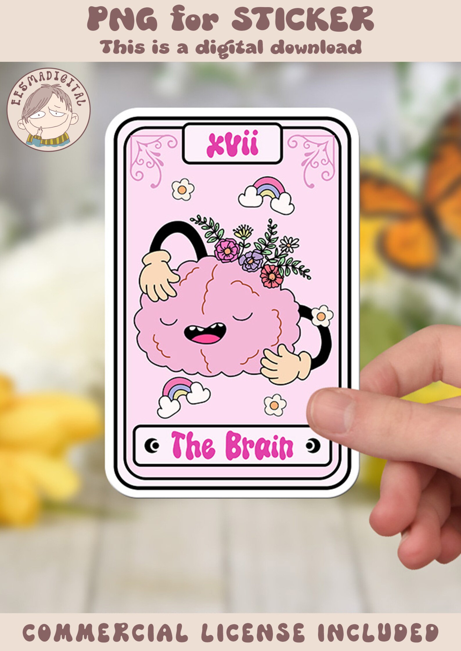 The Brain Tarot Card PNG, Bookish Png, Digital Download Art for T-shirt ...