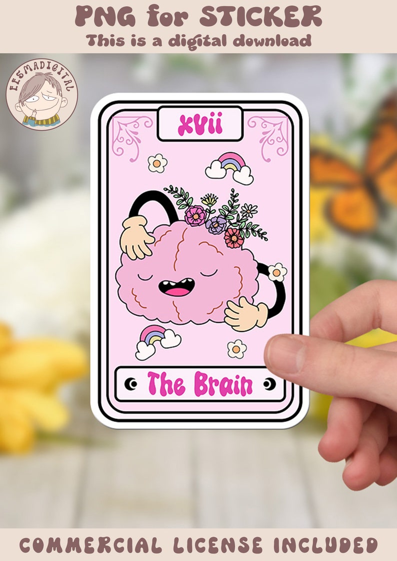 The Brain Tarot Card PNG, Bookish Png, Digital Download Art for T-shirt ...