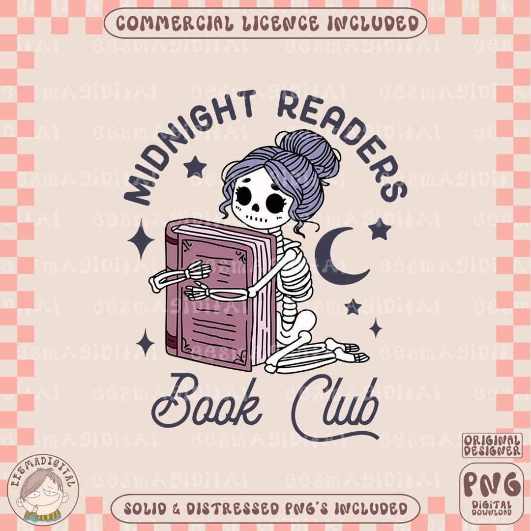 Midnight Readers Book Club PNG, Bookish Png, Book Lover Design for T ...