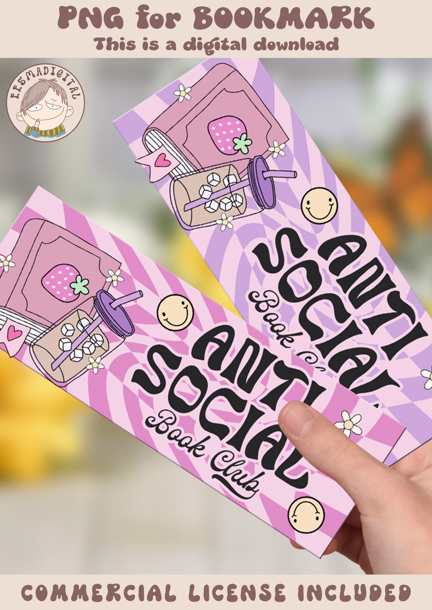 Anti Social Book Club Bookmark Design, Png File Cute Creative Bookish ...