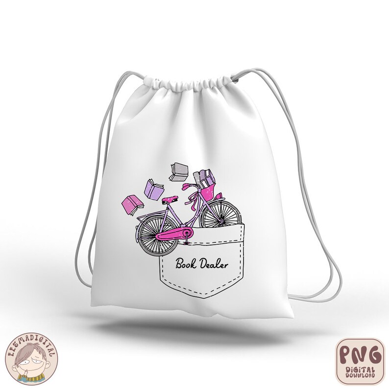 Book Dealer PNG, Bicycle Pocket Png, Bookish Png, Book Lover Png, Funny ...