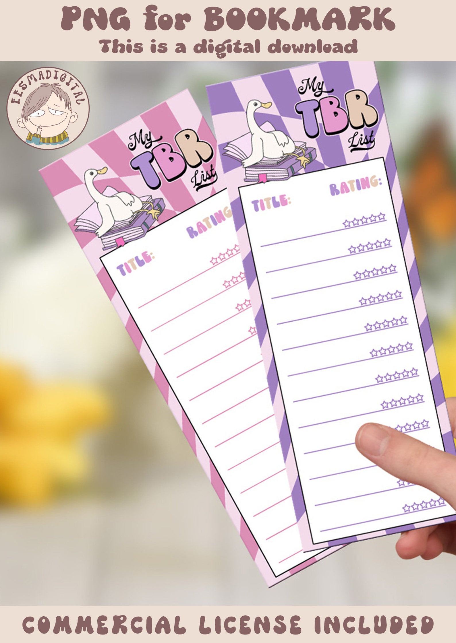 My Tbr List Bookmark Design, PNG File, Cute Silly Goose Reading ...