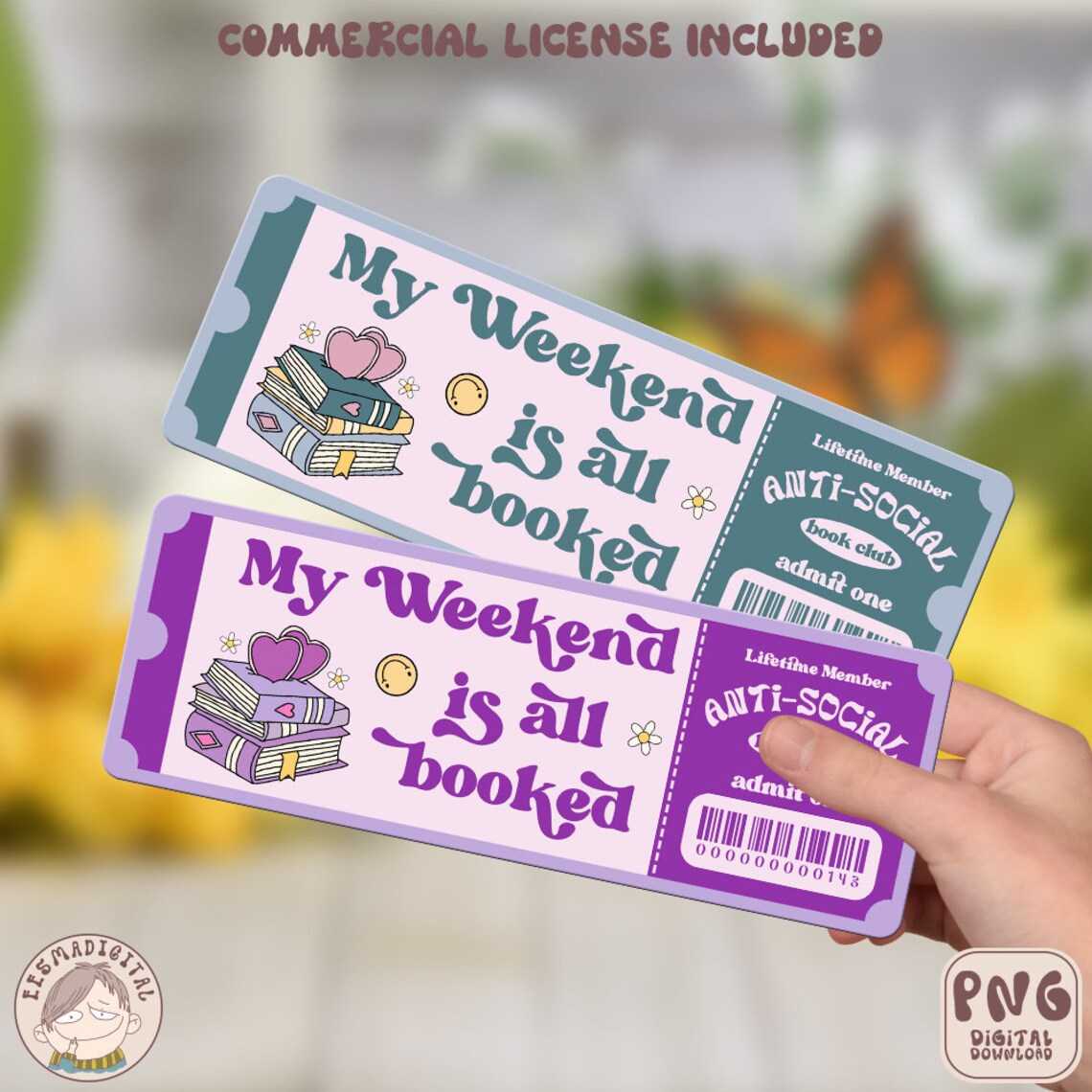 My Weekend is All Booked Bookmark Design, Anti Social Book Club PNG ...