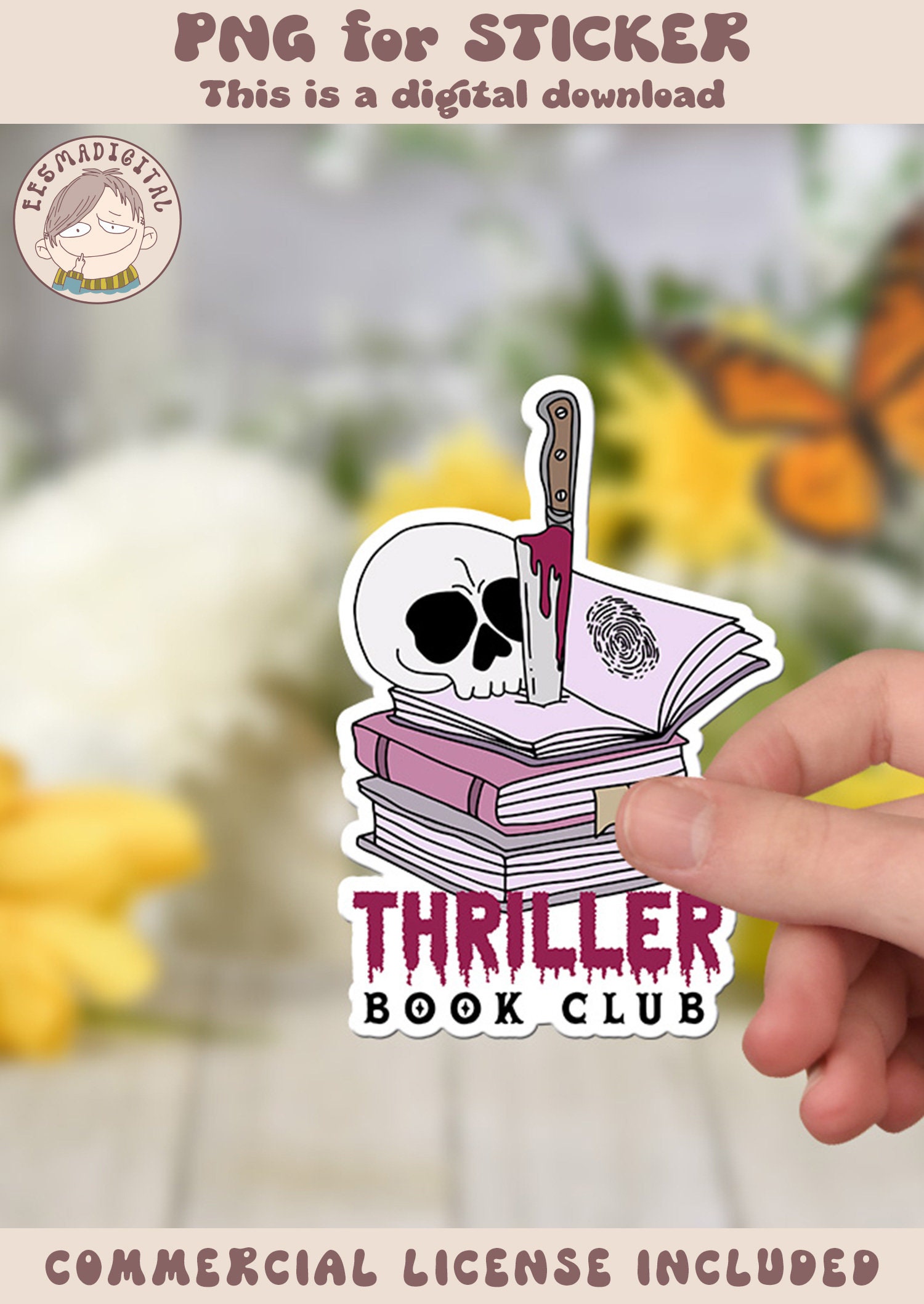 Thriller Book Club PNG, Cute Trendy Bookish Design for Stickers, Shirts ...