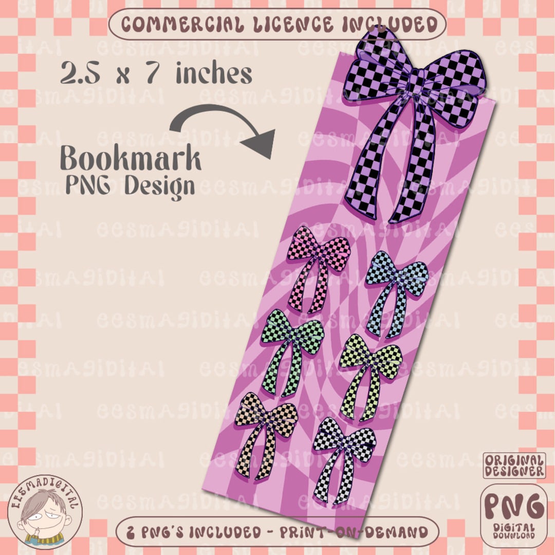 Retro Ribbon Bookmark Design, PNG File, Cute Artsy Creative Bookish ...