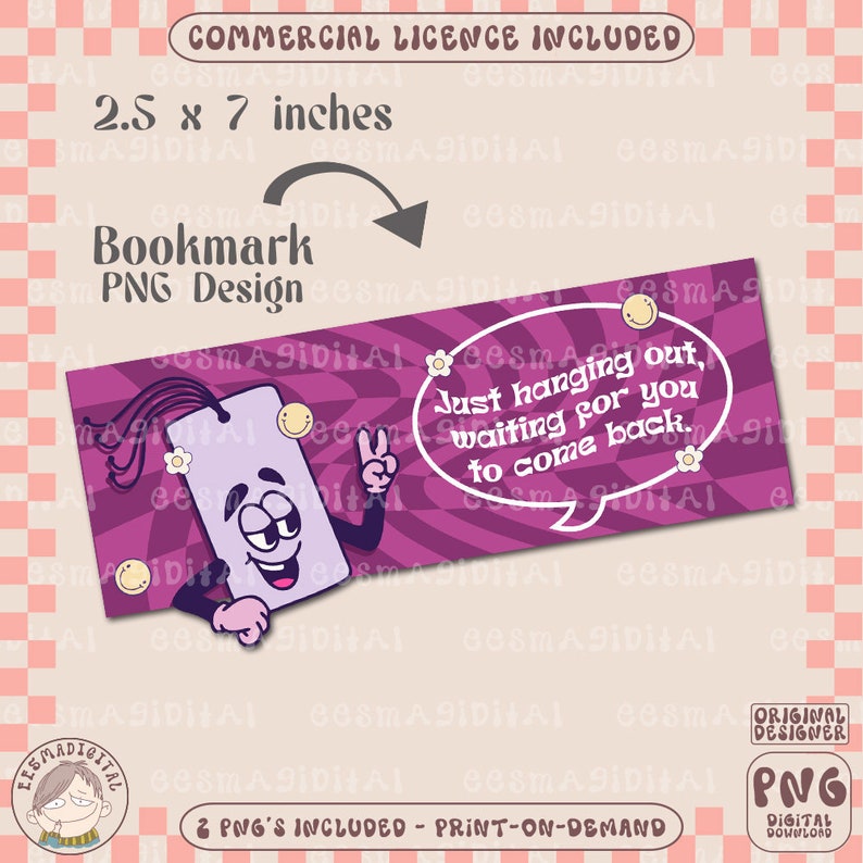 Funny Bookmark Quote Design, PNG File, Cute Checkered Creative Bookish ...