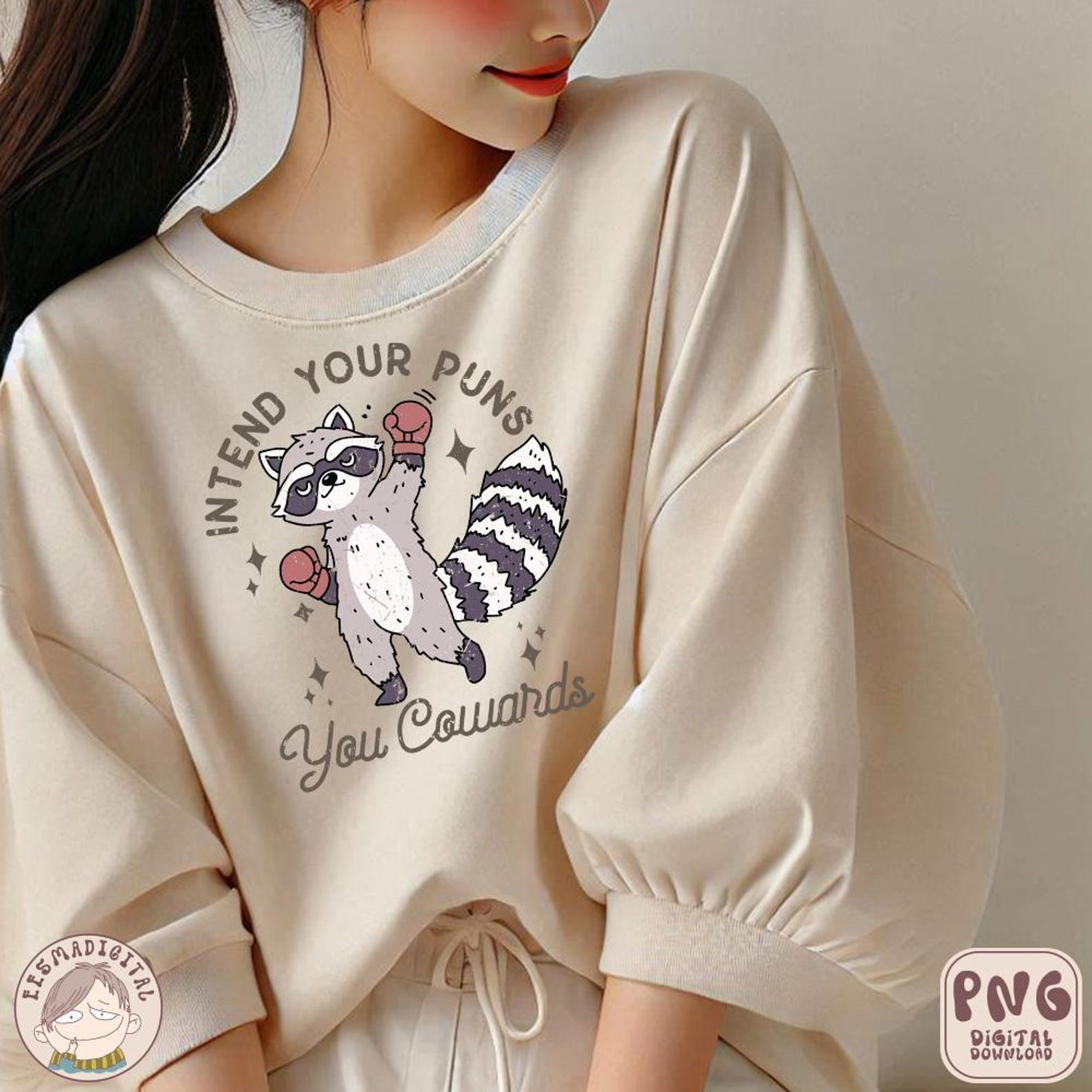 Intend Your Puns You Cowards PNG, Funny Raccoon, Vintage Retro Raccoon ...