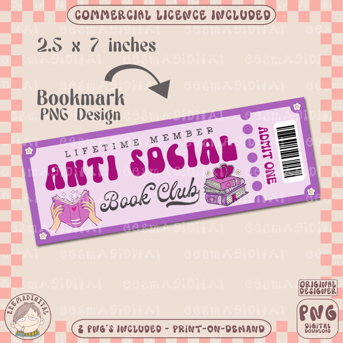 Anti Social Book Club Bookmark Png Design File, Cute Creative Bookish ...