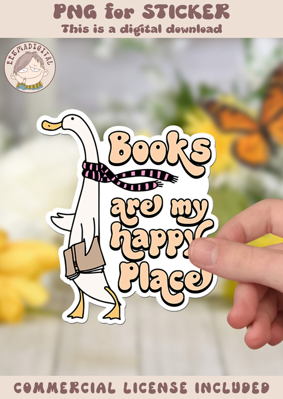 Books Are My Happy Place Png Sublimation Design Download, Silly Goose ...