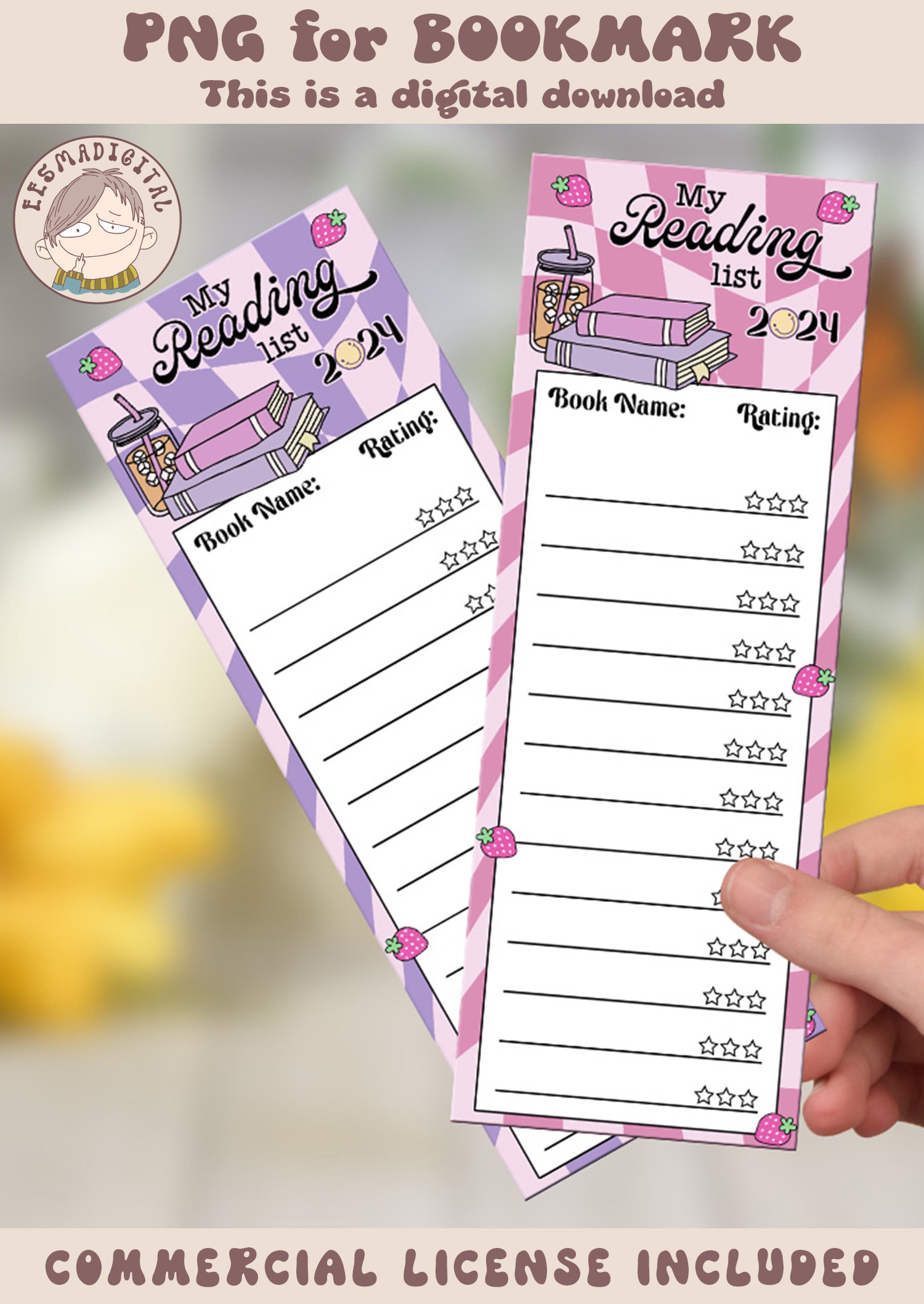 My Reading List 2024 Bookmark Design, PNG File, Cute Creative Bookish ...