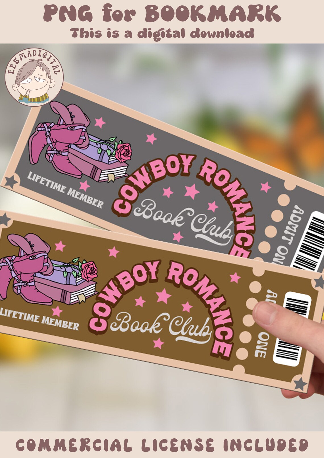 Cowboy Romance Book Club Bookmark Design, PNG File, Cute Creative ...