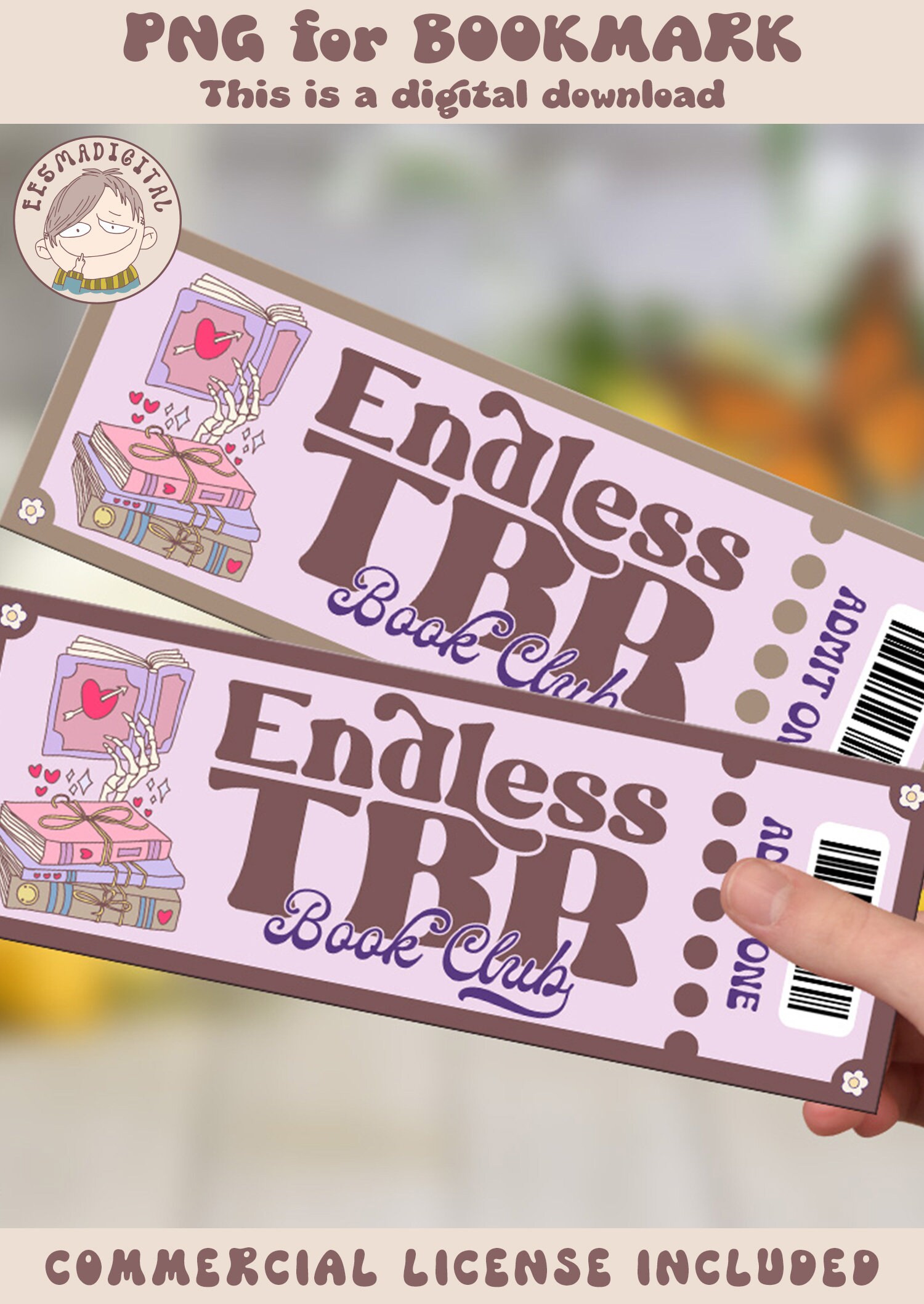 Endless Tbr Pile Book Club Bookmark Design, PNG File, Cute Artsy ...
