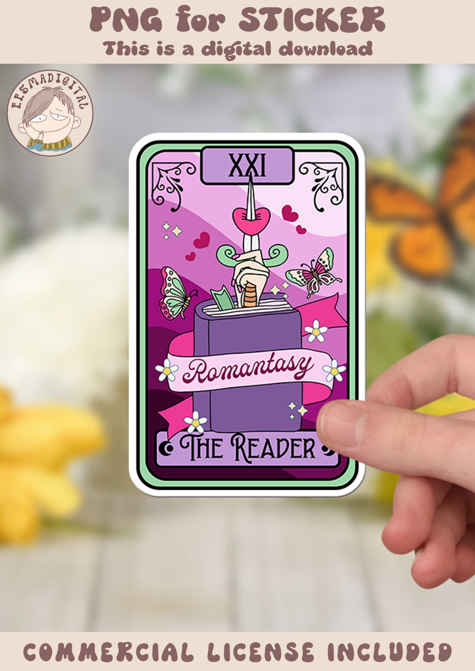 Romantasy the Reader Tarot Card PNG, Romantasy Reader Png, Romance ...