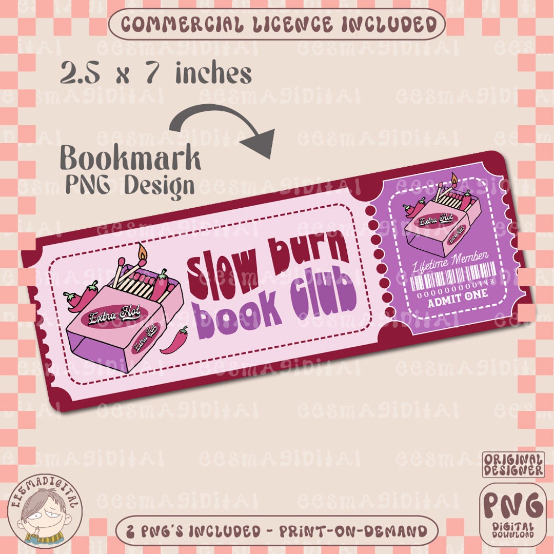 Slow Burn Book Club Bookmark Design, PNG File, Cute Artsy Creative ...