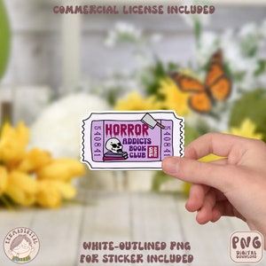 Horror Addicts Book Club Ticket PNG File, True Crimes Cute Trendy Artsy ...