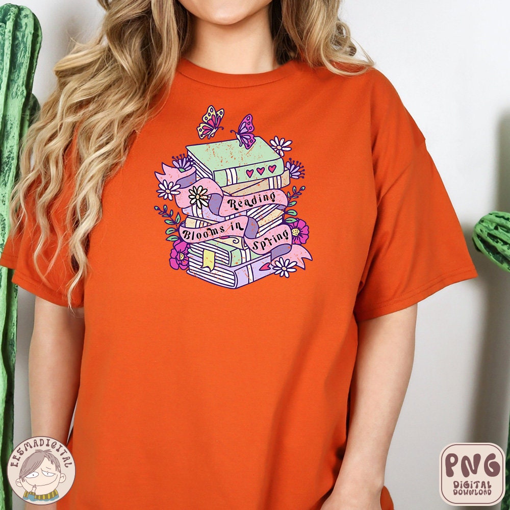 Reading Blooms in Spring PNG File, Cute Trendy Bookish Artsy Design for ...