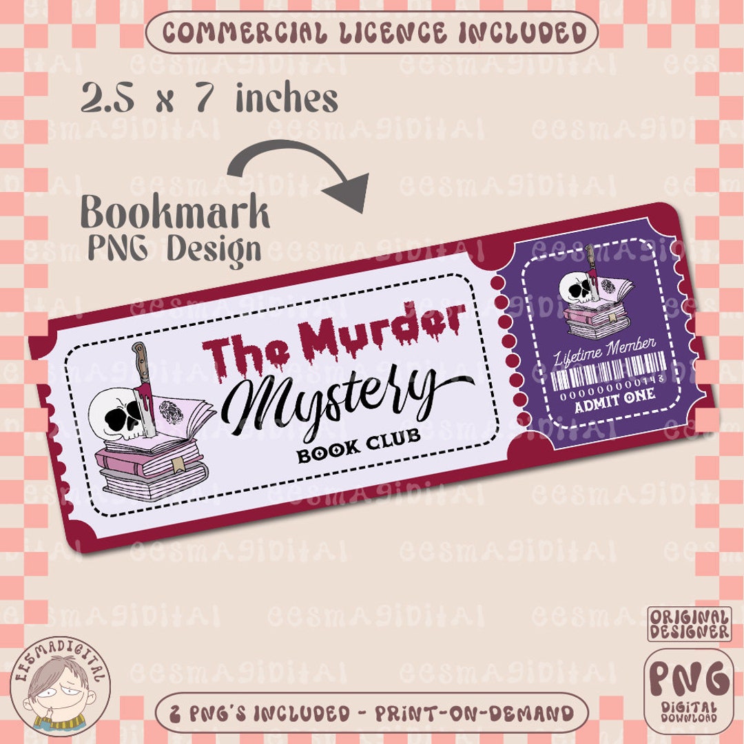 The Murder Mystery Book Club Bookmark Design, PNG File, Cute Artsy ...