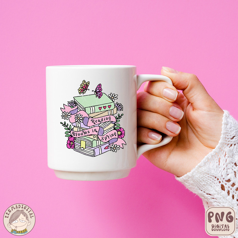 Reading Blooms in Spring PNG File, Cute Trendy Bookish Artsy Design for ...
