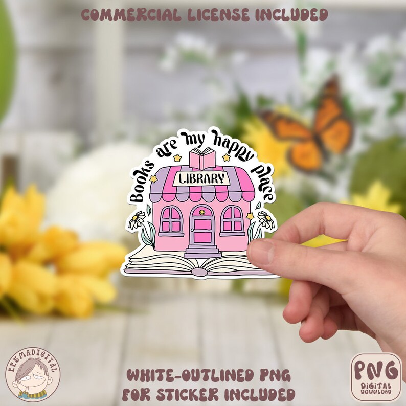 Books Are My Happy Place PNG File, Cute Fun Trendy Bookish Design for ...