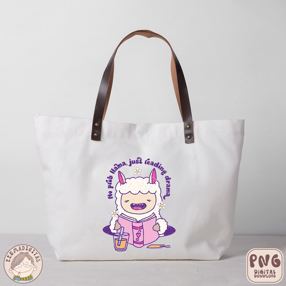 No Prob Llama Just Reading Drama PNG File, Cute Trendy Funny Bookish ...