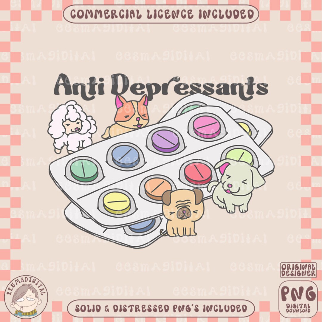 Dog Antidepressants PNG File, Super Cute Artsy Creative Design for Dog ...
