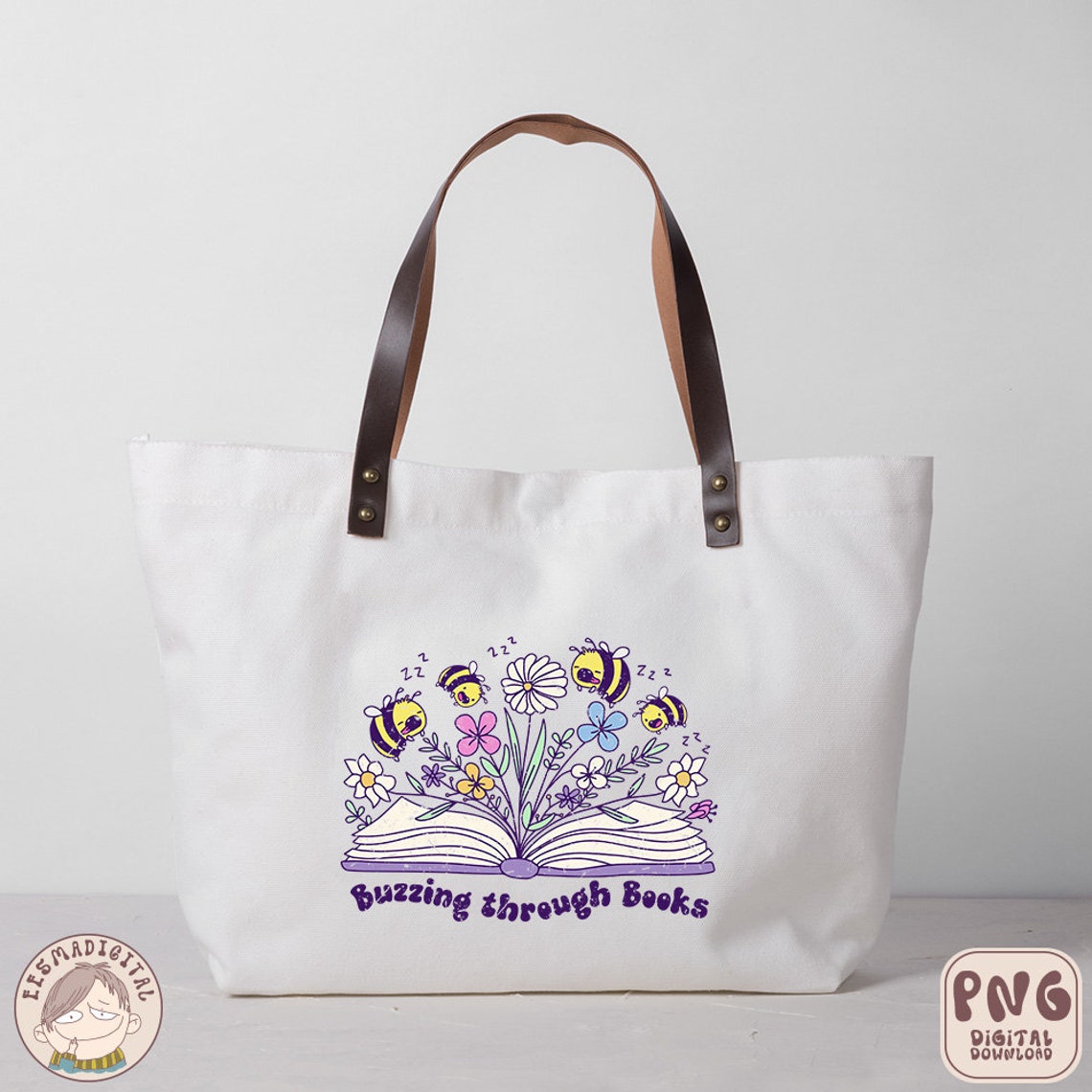 Buzzing Through Books PNG File, Cute Fun Trendy Bee Bookish Design for ...