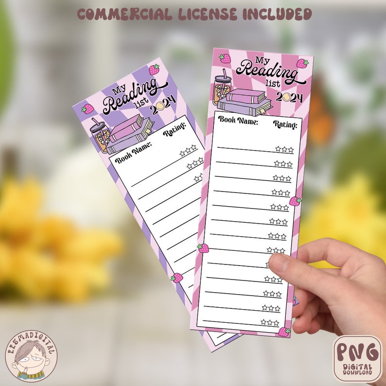 My Reading List 2024 Bookmark Design, PNG File, Cute Creative Bookish ...