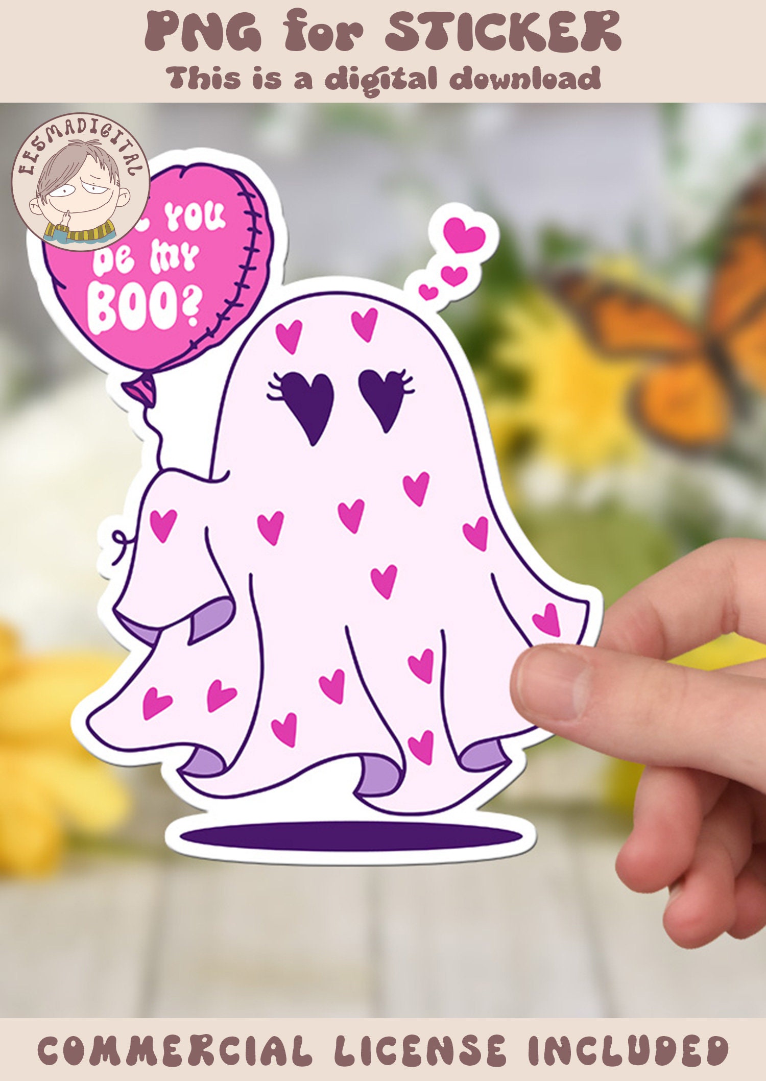 Will You Be My Boo Png, Ghost Png, Ghost With Balloon, Pastel Love Day ...