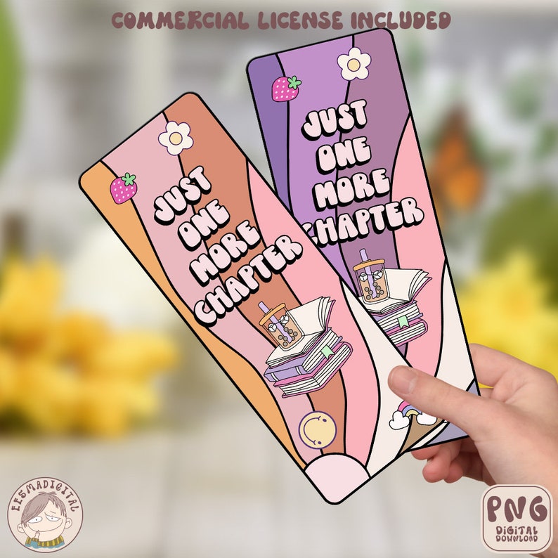 Just One More Chapter Bookmark Design, Retro Wavy Daisy PNG File, Cute ...
